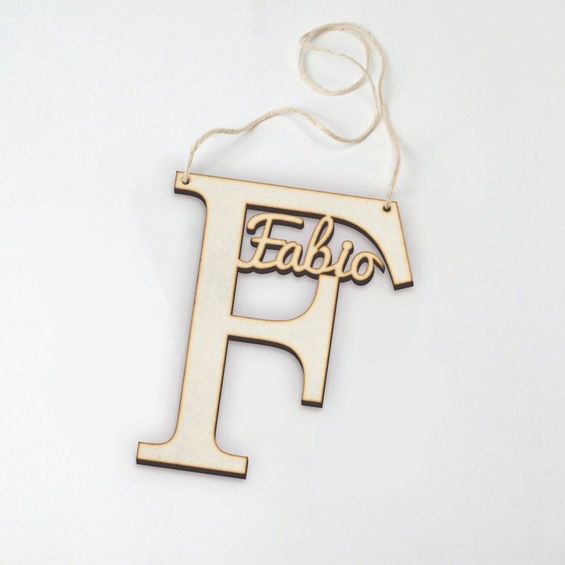 Colgante de madera letra F con nombre 12 cm altura aprox, — Sweet Centre