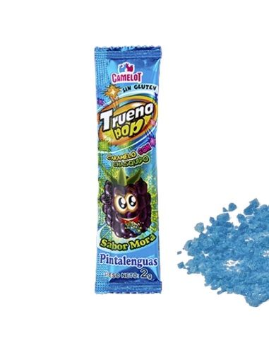 Trueno Pop sabor Mora. Caramelo chispeante pintalenguas de Interdulces ...